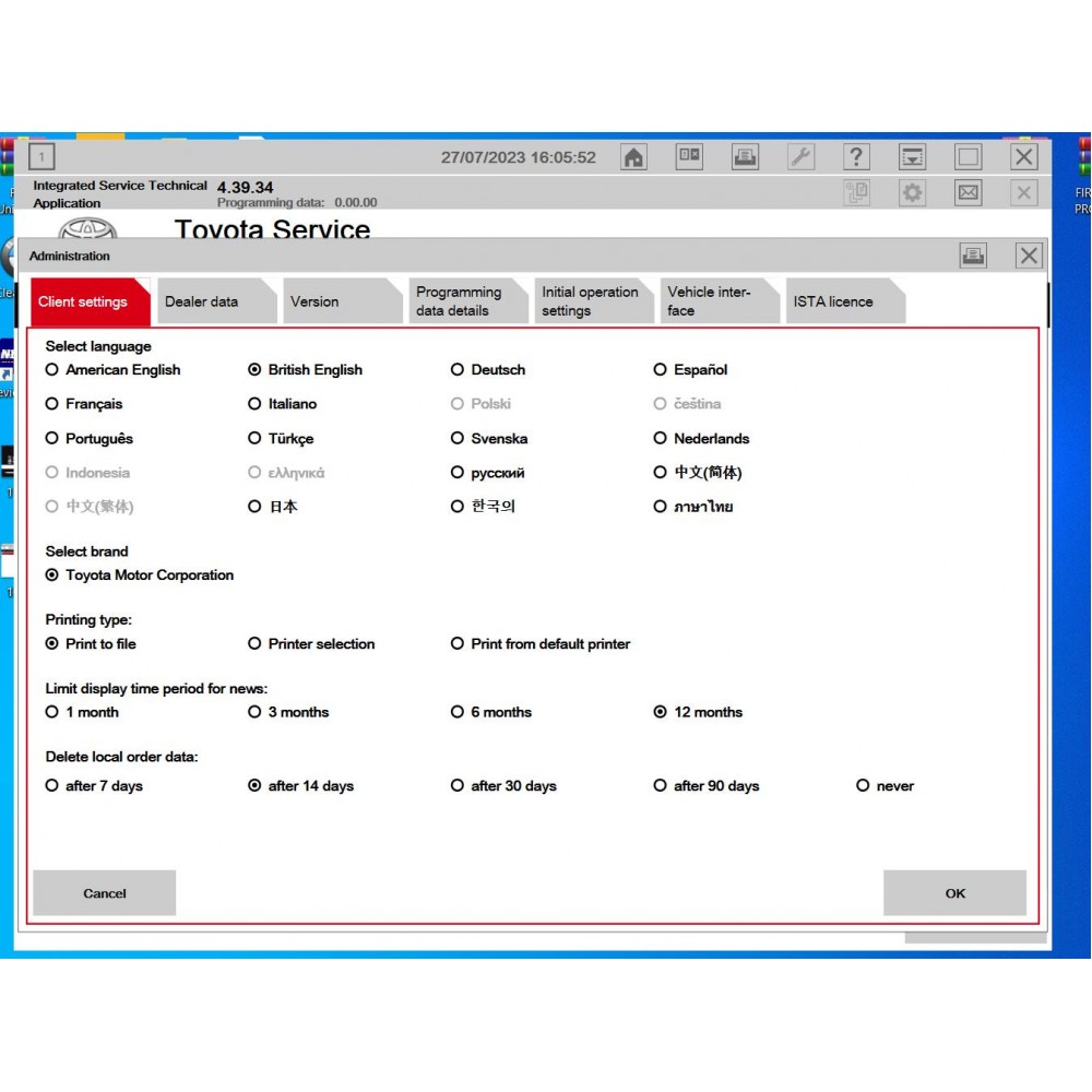 Toyota Supra ISTA 4.39.34 Diagnostic Software